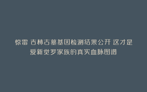惊雷！吉林古墓基因检测结果公开：这才是爱新觉罗家族的真实血脉图谱！ – 微精选